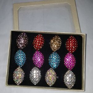Jewelry | 12 Crystal Studded Rings In Assorted Colors | Poshmark